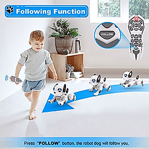 Remote Control Robot Dog Toy, Programmable Smart Interactive Robotic Pets, RC Stunt Robot Toys Dog Imitates Animals Music Dancing Handstand Push-up Follow Functions for Kids Boys Girls
