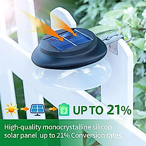 JSOT Halloween Solar Gutter Lights, Christmas Solar Lights Outdoor Waterproof Fence Lights Clip Lighting 2 Installations Methods for Deck Garden Porch Garage Stairs Wall - White Light, 6 Pack
