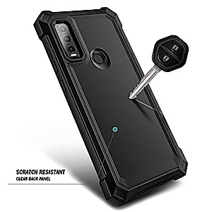 NZND Compatible with AT&T Motivate Max/Cricket Ovation 3 Case with [Built-in Screen Protector], Full-Body Protective Shockproof Rugged Bumper Cover, Impact Resist Durable Phone Case (Black)