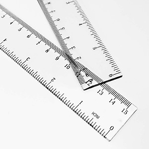 6 Pack 6 Inch Ruler Plastic Ruler Straight Ruler Plastic Measuring Tool Transparent Ruler Small Ruler with Inches and Metric Measuring for Student School Office (Clear, 15cm)