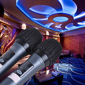 140 Pieces Disposable Microphone Cover Non-Woven Microphone Cover Windscreen Mic Cover Protective Cap for KTV Recording Room News Gathering, 3 Inch (Black)