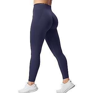QOQ Workout Leggings for Women Scrunch Leggings Seamless Gym Yoga Leggings Butt Lifting Yoga Pants Dark Grey M