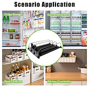 Soda Can Organizer for Refrigerator, Self-Pushing Drink Organizer for Fridge, Width Ajustable Drink Dispenser for Fridge Glide, Holds up to 15 Cans (12-20oz)