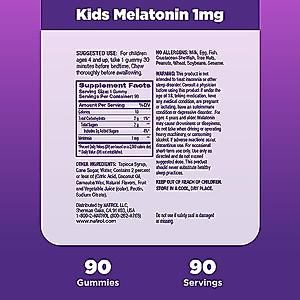 Natrol Kids Melatonin 1mg, Supplement for Restful Sleep, Sleep Gummies for Children, 90 Raspberry-Flavored Melatonin Gummies, 90 Day Supply