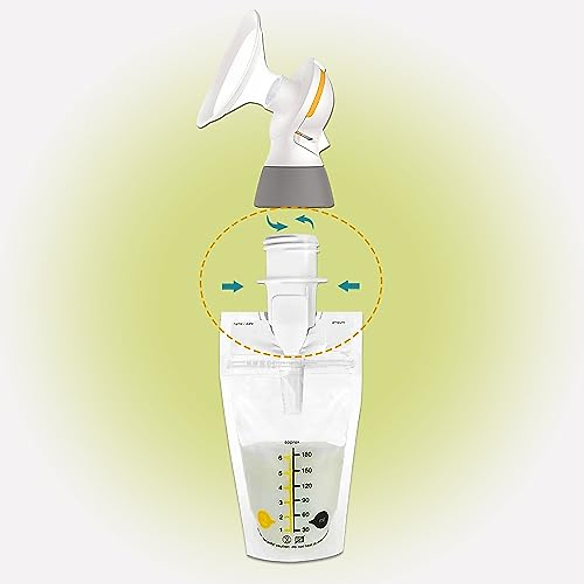 Narrow Neck Breastmilk Storage Bag Adapters for Medela Pumps, Compatible with Medela Maxflow Pumps to Use with Lansinoh and Nuk Breastmilk Storage Bags by PumpMom