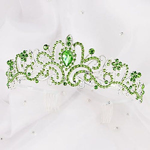 CURASA Princess Crown Tiara Queen Crowns for Women Tiaras for Little Girls Rapunzel Tiara Comb Crystal Crown Adult Cute Hair Accessroies for Birthday Wedding Bridal Halloween Prom Party, metal