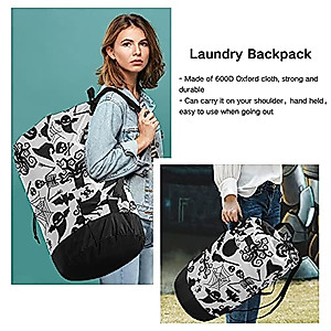 Witch Spider Halloween Laundry Bag Large Heavy Duty Laundry Backpack for College Students Laundry bag with Shoulder Straps Dirty Clothes Organizer for Traveling Waterproof