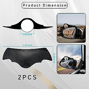 Kewucn 2PCS Bat Shaped Car Mirror Blind Spot Mirror Rain Cover, Carbon Fiber Rear View Side Mirror Rain Eyebrow, Universal 2 In 1 Functional Mirror Rain Protector for Car SUV Truck (Black)