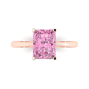 Clara Pucci 2.5ct Radiant Cut Solitaire Pink Simulated Diamond Wedding Bridal Designer Anniversary Engagement Ring Real 14k Rose Gold