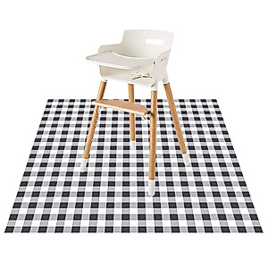 Baby Splat Floor Mat for Under High Chair/Arts/Crafts by CLCROBD, 51" Waterproof Anti-Slip Food Splash Spill Mess Mat, Washable Carpet Protector Mat and Table Cloth (Plaid)
