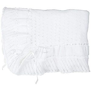 Feltman Brothers White Knit Shawl Baptism Christening Blanket (White)