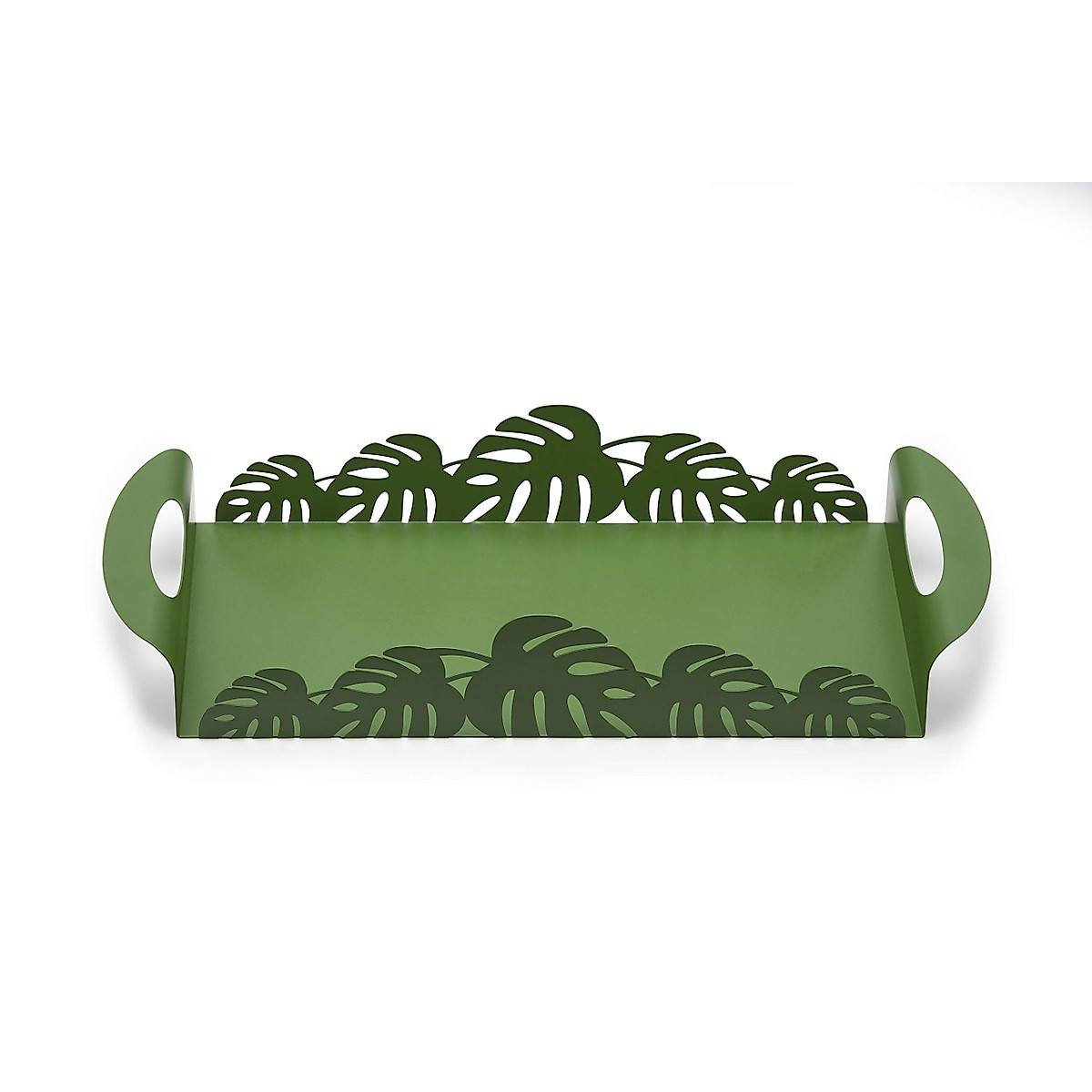 Mango Steam Decorative Coffee Table, Ottoman, Breakfast, Drinks, Serving, Bathroom Valet, Nightstand, Dresser Organizer Tray (Leaf, Green)