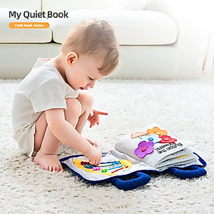 Jollybaby Quiet Book Montessori Toys, Toddlers Travel Toy, Preschool Learning Activities Early Educational Toy, 10 Sensory Activities Busy Book for Boys & Girls with Zipper(Blue)