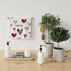My Little Nest Watercolor Hearts on White Hand Towels Soft Bath Towel Absorbent Kitchen Fingertip Towel Quick Dry Guest Towels for Bathroom Gym Spa Hotel and Bar 30 x 15 Inch