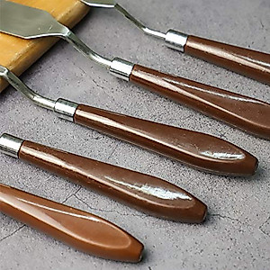Cake Cream Spatula 5 Pieces/Set Stainless Steel Frosting Spatula Baking Pastry Tool Mixing Scraper Set Cake Icing Oil Painting Decorating Scraper Cream Toner Tool