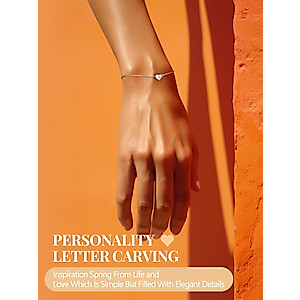 Sterling Silver Heart Letter A Bracelets Silver Initial 18K White Gold Plated Bracelet Initial Charm Women Bracelet Jewelry