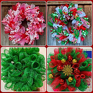 3 Rolls Mesh Ribbon for Wreaths, 6 Inch x 30 Feet Each Roll Red Green White Poly Deco Mesh Rolls, Christmas Ribbon for Wreaths, Swags and Christmas Tree Decoration
