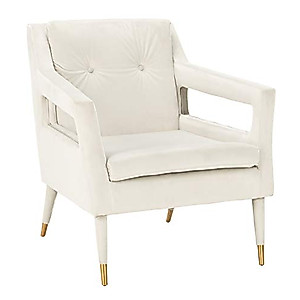 Safavieh Home Mara Retro Glam Silver Velvet and Gold Tufted Accent Chair
