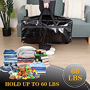 Fixwal 8pcs Heavy Duty Moving Bags Extra Large, Moving Totes with Strong Handles & Zippers, Packing Bags Storage Bags for Moving, Space Saving, Clothes, Moving Supplies, Moving Boxes （Black）