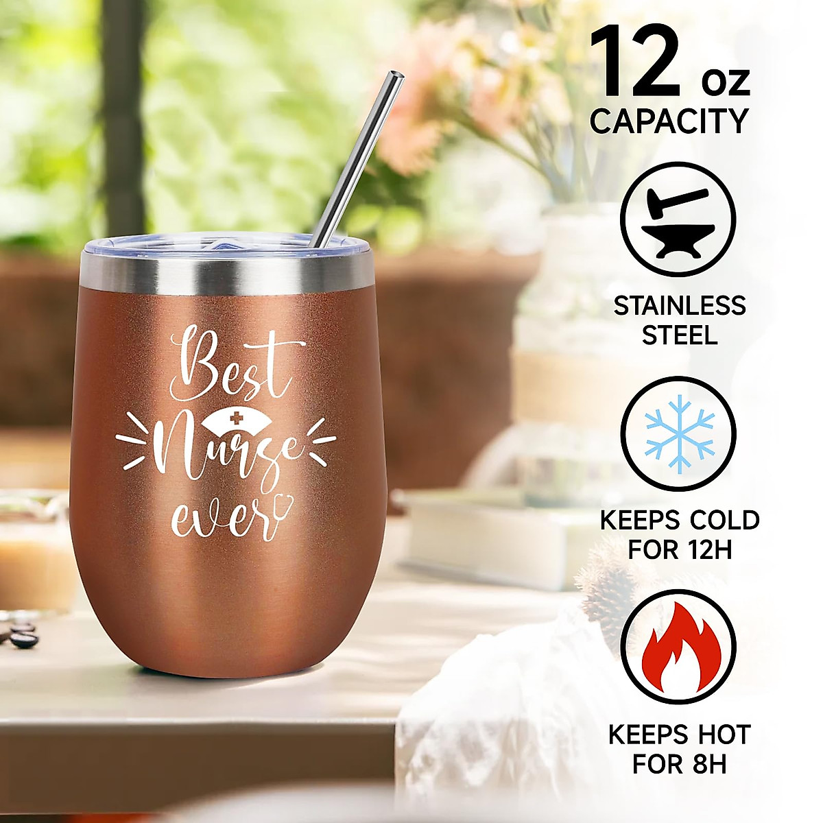 Nurse Gifts for Women - Graduation Set, Graduation Gifts for Her, Nurse Appreciation Gift, Birthday Set, 8 Pieces Gift for Nursing Worker with 12oz Wine Tumbler (Pink)