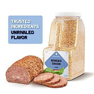 Dependable Food Minced Onion -4 Lb. Jar - Bulk, Kosher, Dehydrated Onion Flakes Convenient Versatile Seasoning for Chefs, Restaurants, and Culinary Enthusiasts - 100% Natural - Perfect Savory Addition to Soups, Dips, Sauces, Meat Marinades & More - Allerg