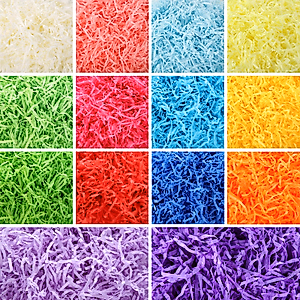 Easter Grass Craft Shredded Tissue Raffia Paper Shred Paper Grass Filler for DIY Present Wrapping and Basket Filling, 280 g, 9.8 Oz (Assorted 14 Colors)