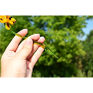 Yellow Glass Flower Figurine Blown Flower Sculpture Art Glass Flower Murano Long Stem Flower Garden Ornaments Decoration Collectible Glass