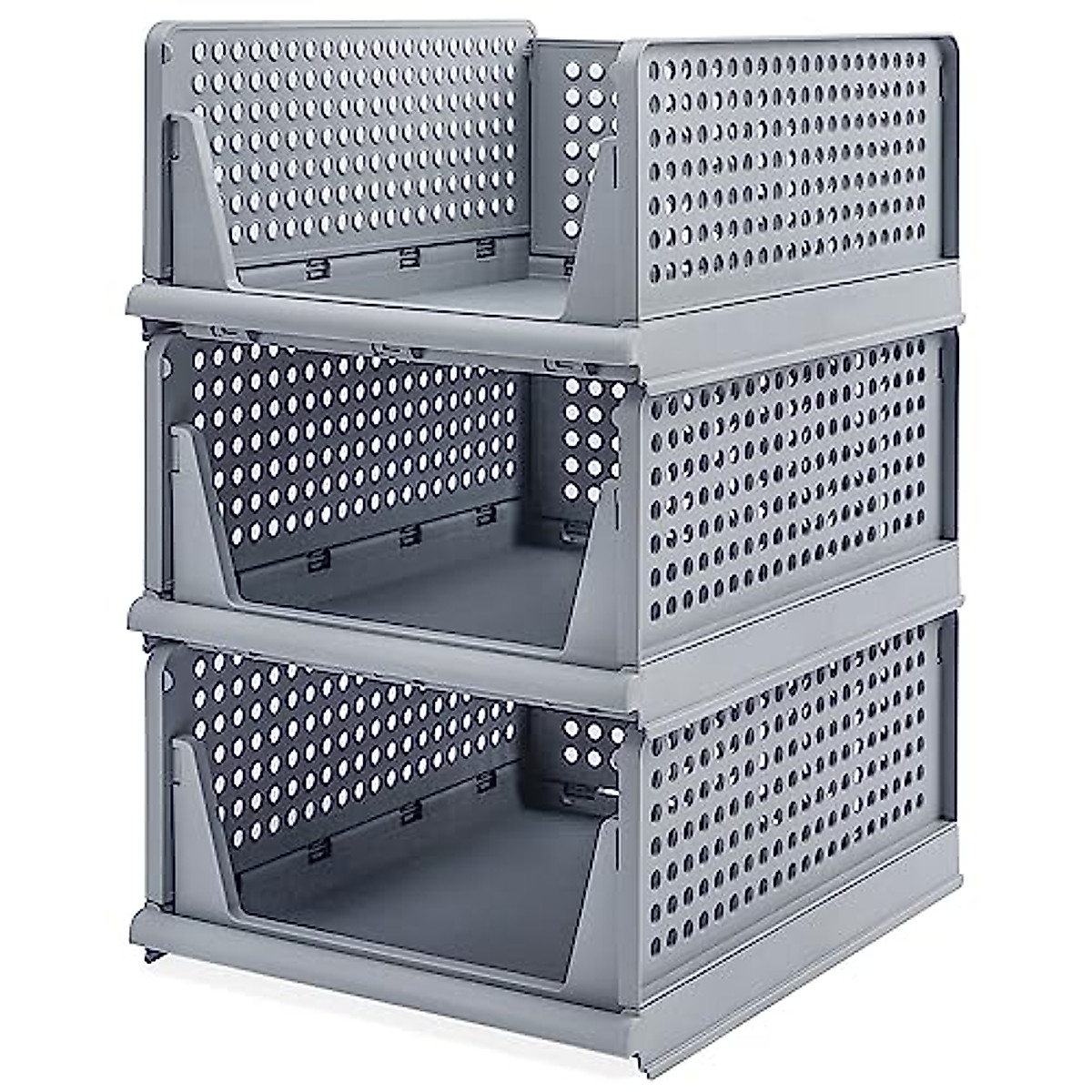 Homde 3 Pack Closet Organizer Stackable + 2 Pack Storage Bins 57.8QT with Lids and Wheels