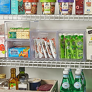 STORi Audrey Stackable Clear Bin Plastic Organizer Drawers | 2 Piece Set | Organize Cosmetics and Beauty Supplies on a Vanity | Made in USA