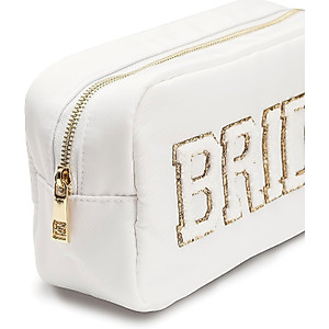 White Nylon Bride Pouch or Bag, travel, Bride bag, Bride makeup bag, Gift for brides, Bride essentials, Gift for her, Bride travel kit, Things for bride, Future mrs, White, Valentine's Day