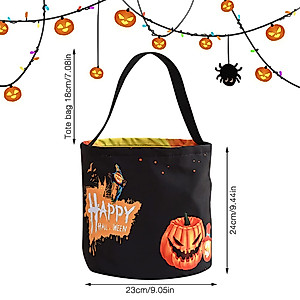 Mopoin LED Light Halloween Candy Bag for Trick or Treating, Light up Halloween Candy Buckets, Halloween Trick or Treat Bags for Kids, Pumpkin Tote Bags for Halloween Party, 9.4 x 9 inch