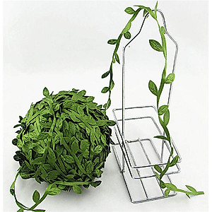 2PCS 20M Olive Green Leaves Leaf Trim Ribbon Artificial Vines Foliage Rattan for DIY Craft Home Wall Garden Party Wedding Decoration HBFZSY-20