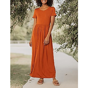 Amazon Essentials Women's Short-Sleeve Waisted Maxi Dress (Available in Plus Size), Terracotta, XX-Large