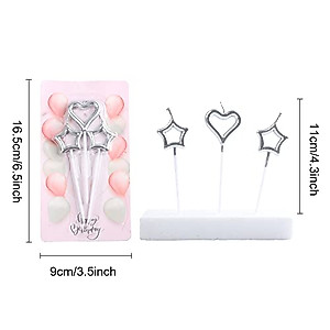Bokin Heart and Star Shaped Birthday Cake Candles Set, Includes 4 Star Birthday Candles and 2 Heart Birthday Candles, Candle Ornament for Birthday Wedding Anniversary Valentines Day ect
