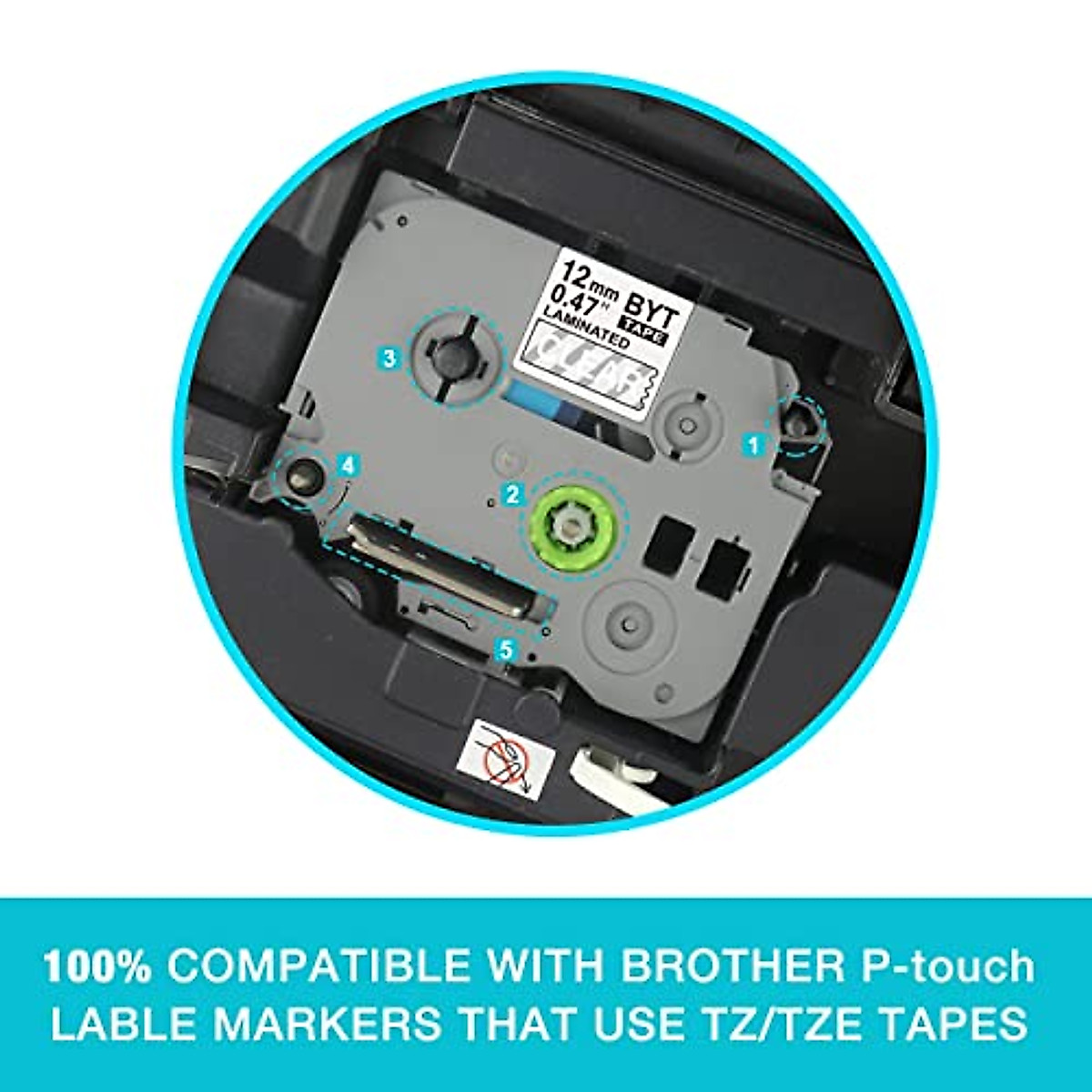 Compatible for Brother TZ-135 Label Tape Ptouch Tape White on Clear 12mm 0.47 Inch Laminated TZ Tape for Brother P-Touch Label Maker Tape TZ135 for PT-D210 PT-H100 PTD400AD PT-P700 PTD600 2-Pack