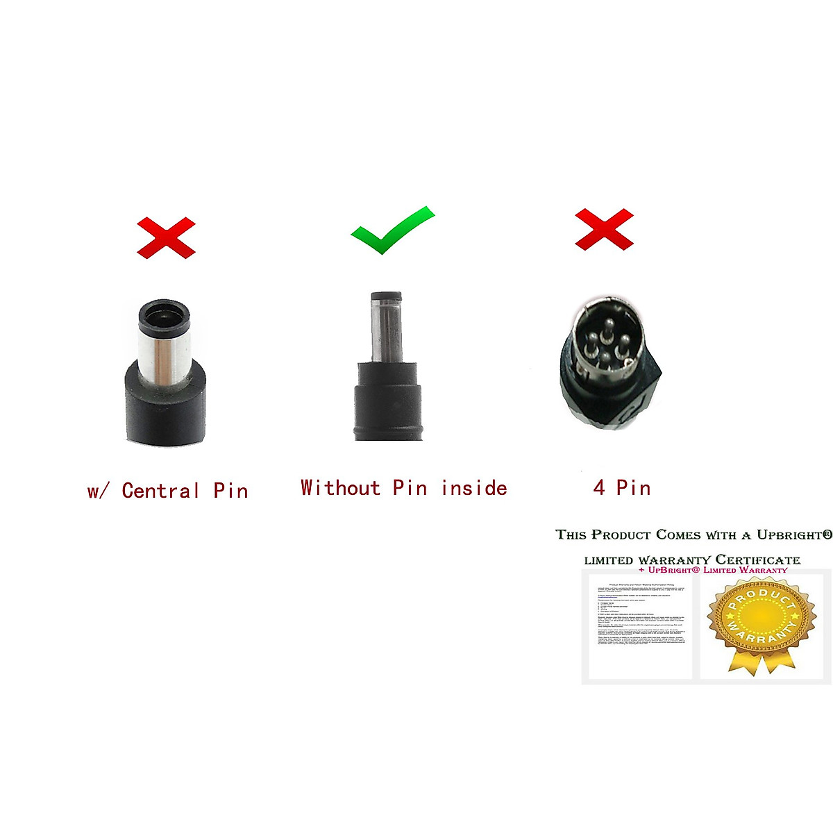 UpBright Barrel Round Plug Tip 24V AC/DC Adapter Compatible with Monoprice Model MPLE27QPM 27" WQHD GPRO IPS LED LCD Monitor 24VDC 3.75A Power Supply Cord Cable Battery Charger (NOT 4-Pin Connector)