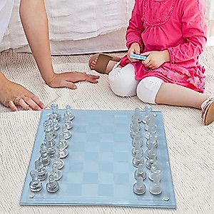 rockible Crystal Chess Board Adults Play Set Frosted Chess Board Set Portable Elegant Chess Set for Adult for Camping Picnics Leisure Gift Activity