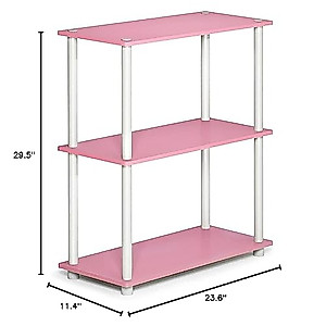 Furinno Turn-N-Tube 3-Tier Compact Multipurpose Shelf Display Rack, Pink/White