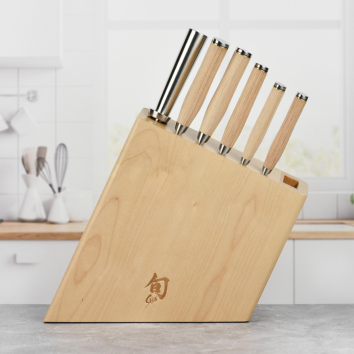 Shun Premier 7 Piece Knife Set with Angled Birch Block