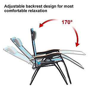 VICLLAX Oversized Padded Zero Gravity Chair XXL Folding Patio Lounge Recliner with Cup Holder for Outdoor Indoor, 350lbs Weight Capacity, Grey/Navy