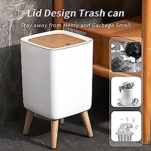 Bedroom Trash Can with Lid,Garbage Can for Bathroom,Living Room Trash Can with Push Button, Small Trash Bin,Plastic Rubbish Bin for Office, Kitchen, 2.6 Gallon&0.5 Gallon (2 Pieces)
