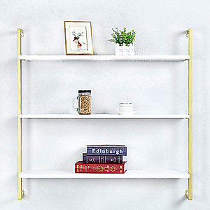 OLDRAINBOW Industrial Metal and Wood Wall Shelf,Floating Wood Shelves Wall Mounted,36in Iron Real Wood Book Shelves,Wall Shelves 3 Tier Bookshelf Shelving