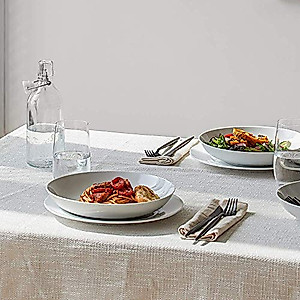 Y YHY 40oz Pasta Bowls, Large Salad Pasta Bowl Set of 6, Shallow Ceramic Soup Bowls, White Bowl Set for Serving, Microwave and Dishwasher Safe, Easy to Clean