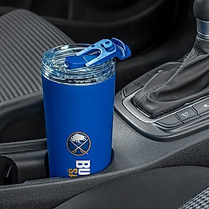 Rico Industries NHL Hockey Buffalo Sabres Royal Blue 24oz Stainless Steel Tumbler with Lid and Dual Functioning Lid
