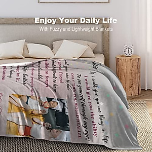 D-Story Personalized Photo Blanket for Sister Bestie: Custom Throw Blanket Bestie Friendship for Birthday Gifts, Best Friend Ever Purple Name BFF Blanket-Made in USA