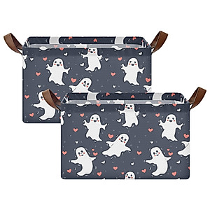 GEDAKO Storage Cubes Foldable Storage Bin Baskets with Double Handles Lines Dashes Dots Shelves Closet Organizers for Clothes Toys (Halloween)