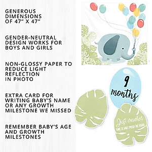 Baby Milestone Blanket - Memory Blanket for Baby Girl or Boy! 2-in-1 Infant Blankets with Monthly Milestones and Event Cards! Personalized Photo Prop for Baby Pictures by Month (Balloon Party)