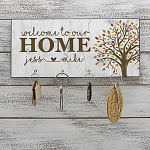 Personalized Key Holder for Wall | Housewarming Gifts for Newlyweds, Customized Key Hanger, Wedding Gift for Couples - Welcome Home - D8