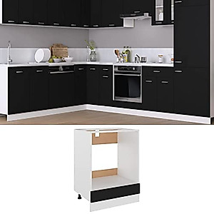 Aisifx Oven Cabinet Black 23.6"x18.1"x32.1" Engineered Wood