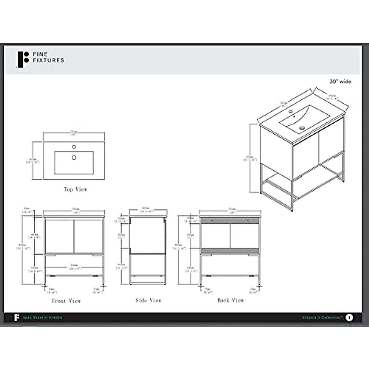 Fine Fixtures - 30" Inch Bathroom Vanity and Sink, Knob Free Design - Urbania Collection